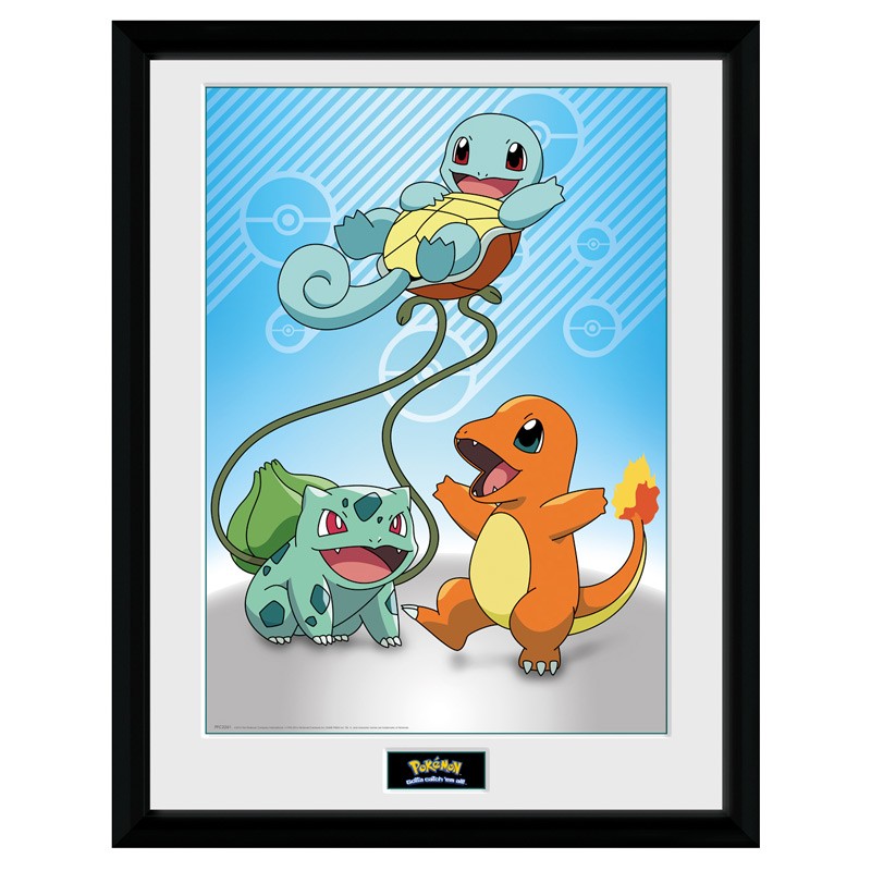 Pokemon Quadretto Con Cornice Framed Print Kanto Starters (30.5 x 40.6cm)