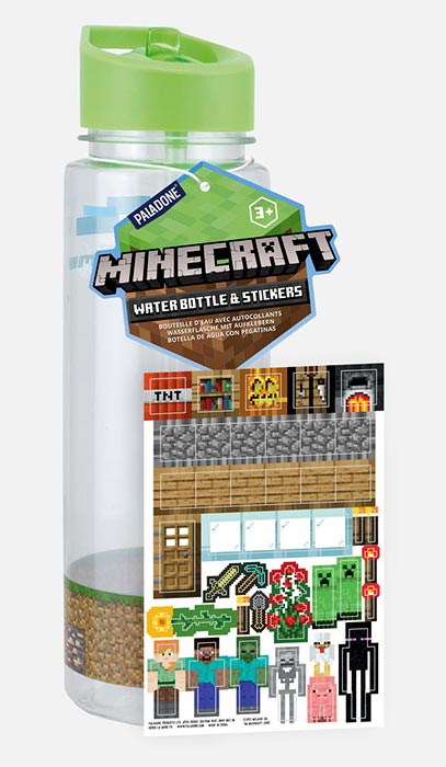 Minecraft Bottiglia Plastic Water Bottle + Stickers PALADONE PRODUCTS