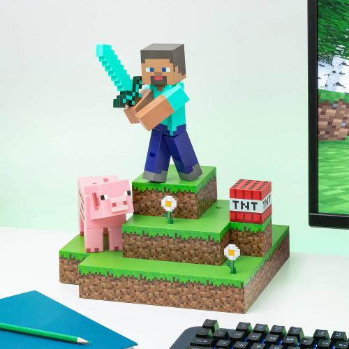 Minecraft Steve Diorama Figural Desktop Light Lamp Lampada PALADONE PRODUCTS