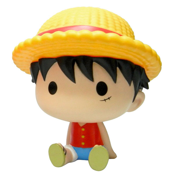 One Piece Monkey D. Luffy Rubber Chibi Salvadanaio PVC Money Bank PLASTOY