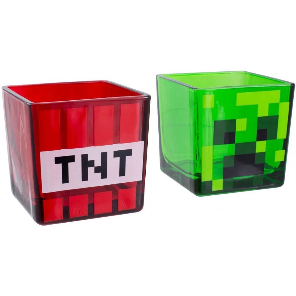Minecraft Creeper & Tnt Set Bicchieri In Vetro Glass Set PALADONE PRODUCTS